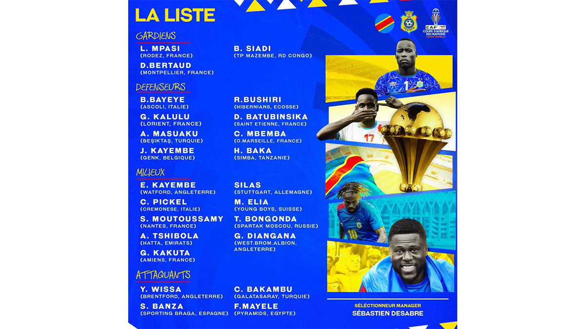 CAN 2024 : la liste des 24 Léopards de la RD Congo dévoilée - Infocongo